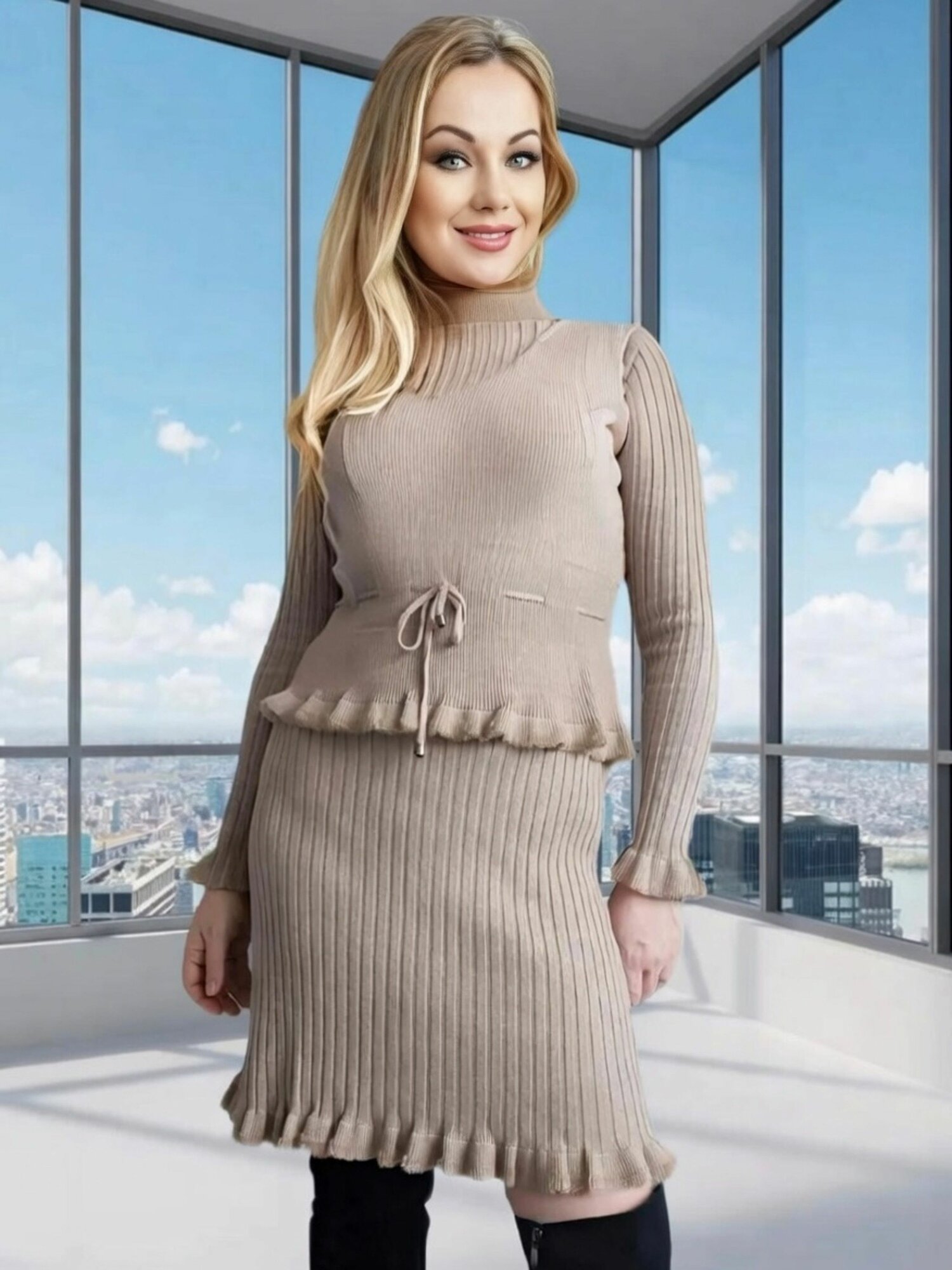 Платье теплое трикотажное облегающее миди на весну осень, повседневное и праздничное весеннее осеннее