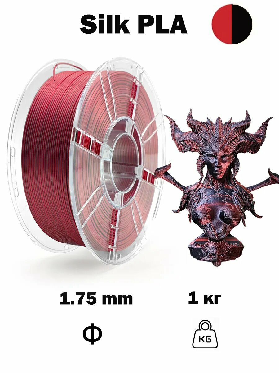 Пластмасса для 3D-печати Nexaforge, PLA, двойная, черно-красная, 1кг