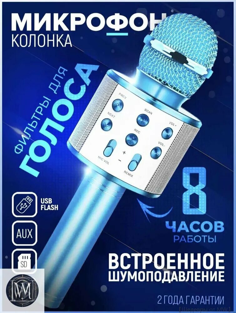 Микрофон универсальный, синий, голубой