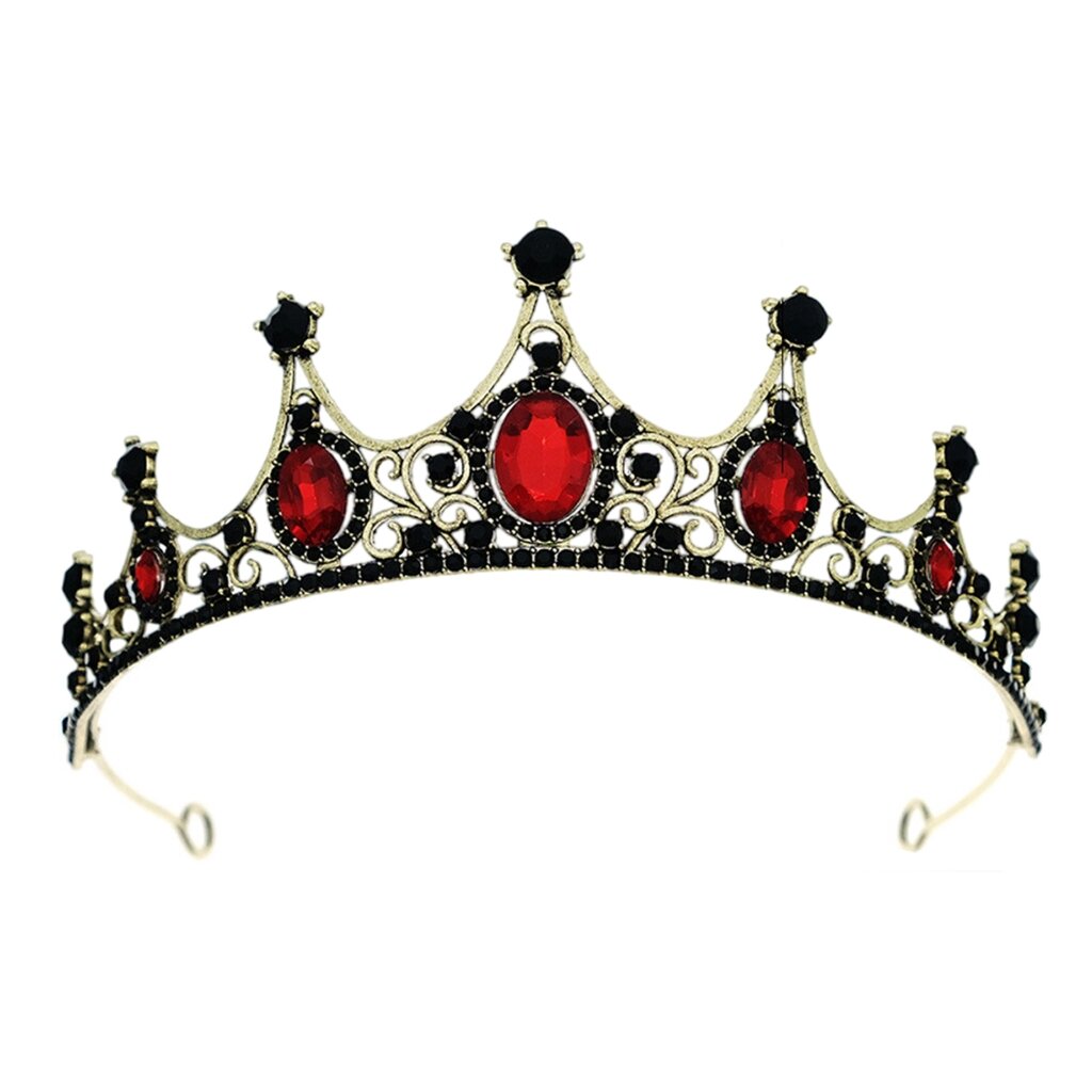 Головной Убор в Стиле Ретро-Барокко Со Стразами В Виде Короны-Красный Бриллиант