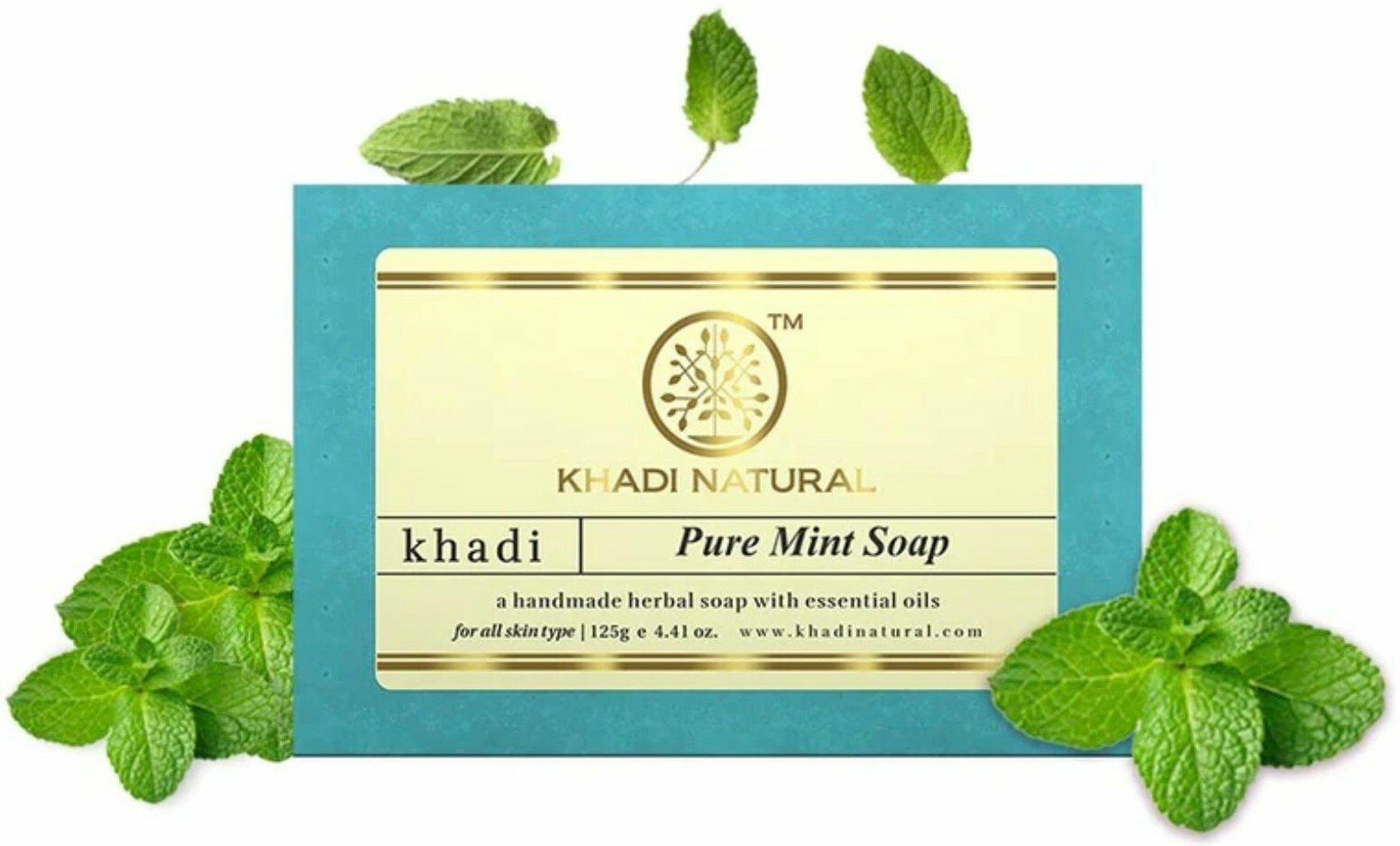 Чистая Мята мыло ручной работы Кхади Khadi Pure Mint soap 2 шт. по 125 гр.