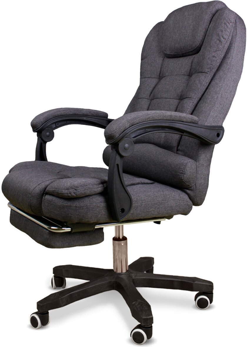 Компьютерное кресло с функцией массажа для дома и офиса, с подставкой для ног, из ткани, цвет темно-серый