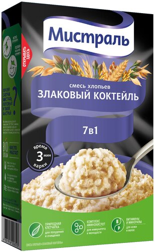Мистраль Смесь хлопьев Злаковый коктейль 7 злаков, ячменные хлопья ...