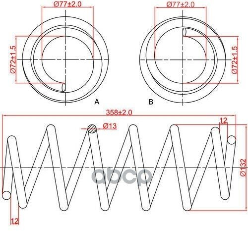 Пружина подвески передней Audi A6 (C5), Skoda Superb, L358-D132-t13 шт. Zikmar арт. Z48097R