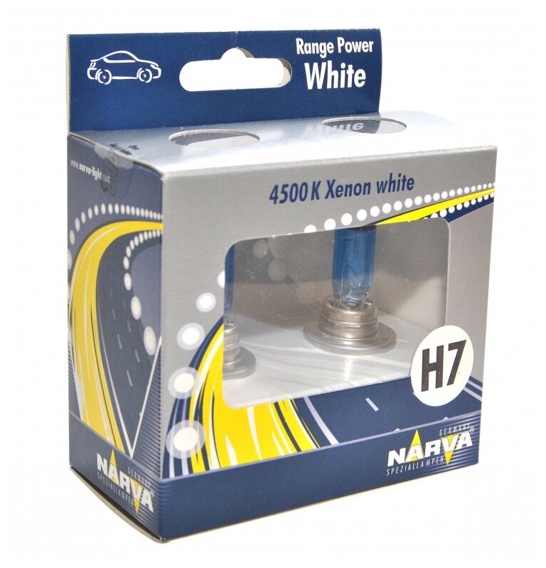 Автолампа NARVA H7 55 PX26d RANGE POWER WHITE 4500K 2шт 12V