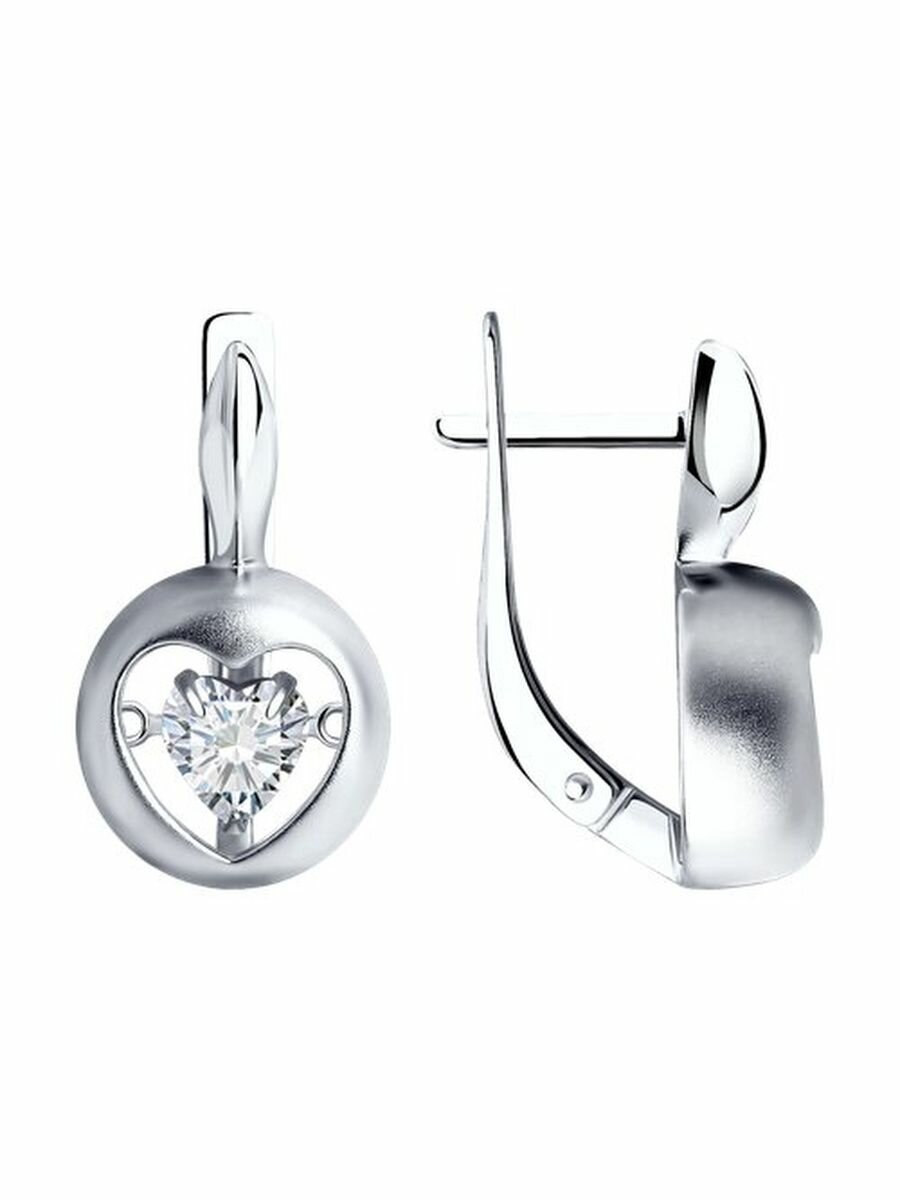 Серьги, серебро, 925 проба, родирование, кристаллы Swarovski
