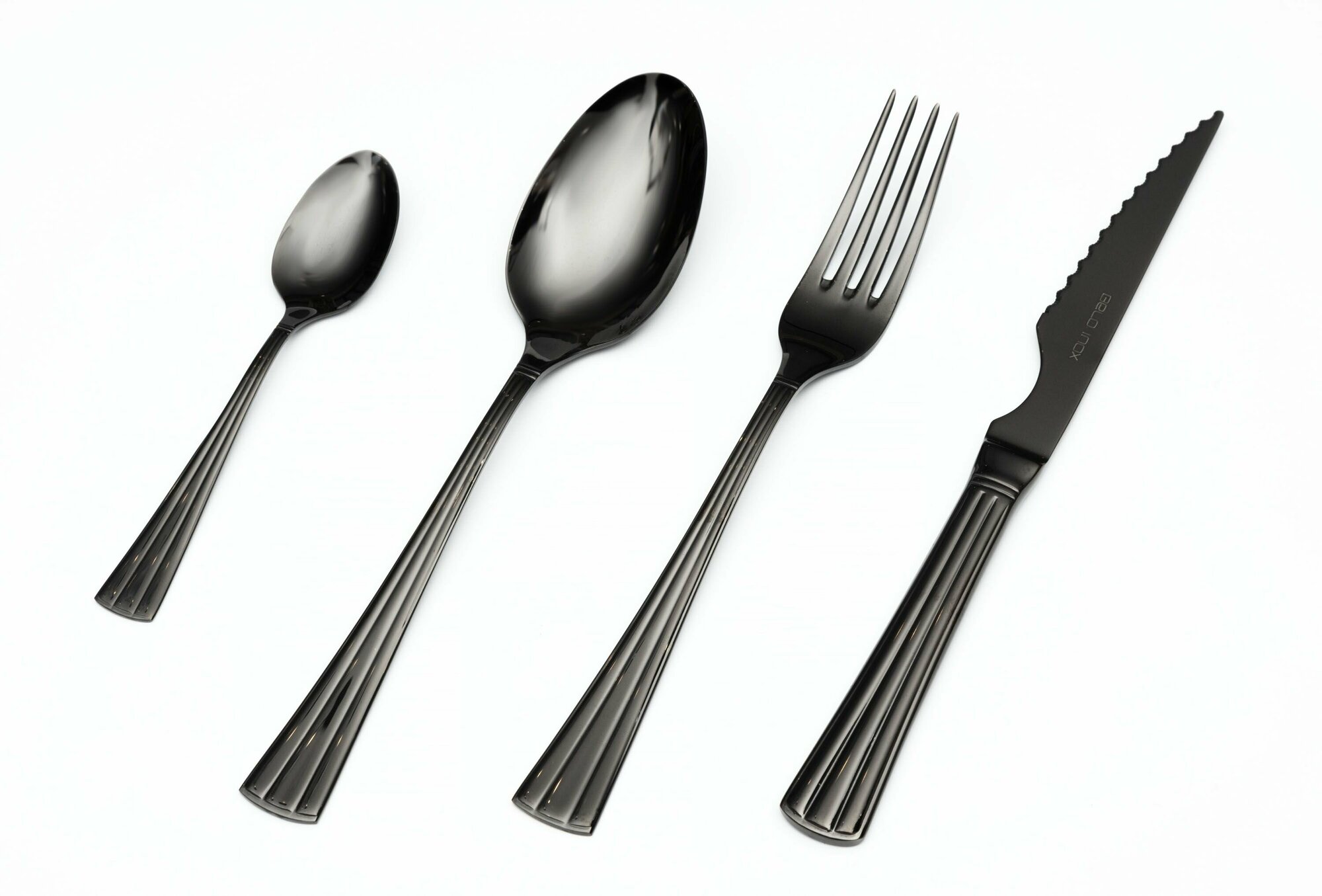 Столовые приборы Belo Inox PRINCIPE black сталь 18/10, черный, 24 шт. (6 ложек + 6 вилок + 6 ножей + 6 чайных ложек)