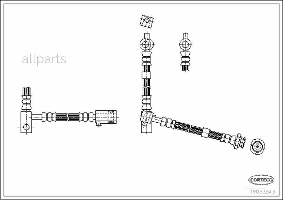 CORTECO 19033543 Тормозной шланг передний R (490mm)