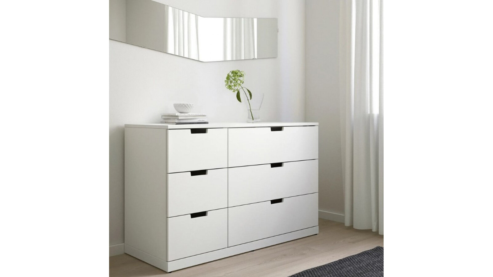 Комод белый Генри 3 по мотивам Икеа Ikea 90х70х45 см, МДФ
