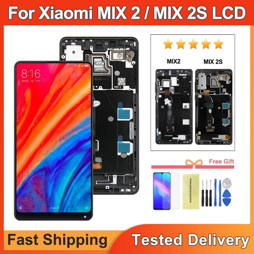 5,99 "ЖК-дисплей для Xiaomi Mi Mix 2 Mix2 Mix2s, дигитайзер сенсорного экрана в MIX2 Black Frame