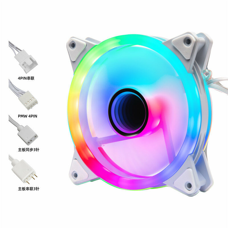 Корпусный вентилятор ARGB с контролем температуры, призматический вентилятор второго поколения, охладитель процессора для компьютера, двойное кольцо, алмазный вентилятор 12cm