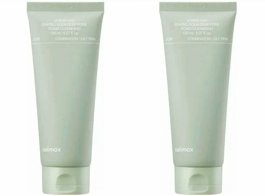 Пенка для лица Celimax Ji Woo Gae Baking Soda Deep Pore Foam Cleansing, глубокоочищающая с содой, 150 мл, 2 шт