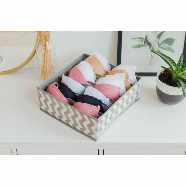 Органайзер для хранения белья "Зигзаг", 7 ячеек, 32x32x12 см, серый