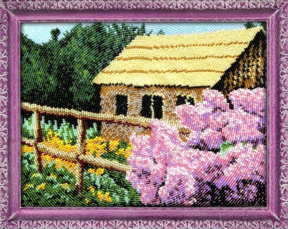 Набор для вышивания Вышиваем бисером #В-60 Сирень у дома, Вышивка бисером, 19 x 26 см