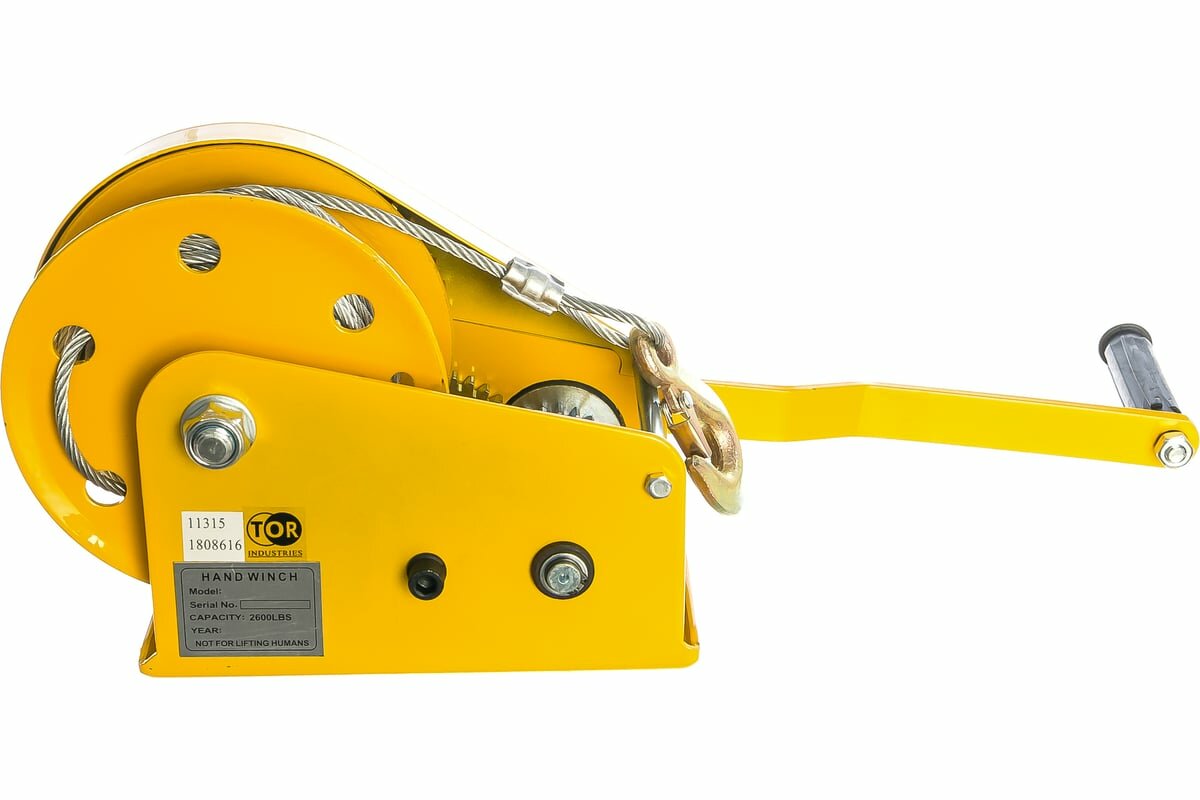 TOR Лебедка ручная барабанная с тросом 1170кг 20м стальной корпус BHW 11315