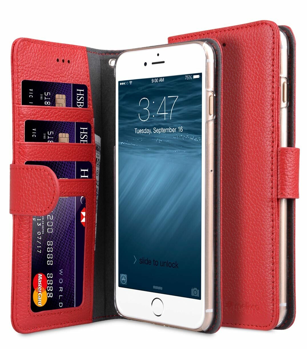 Кожаный чехол книжка Melkco для iPhone 7 Plus/8 Plus - Wallet Book ID Slot Type - красный