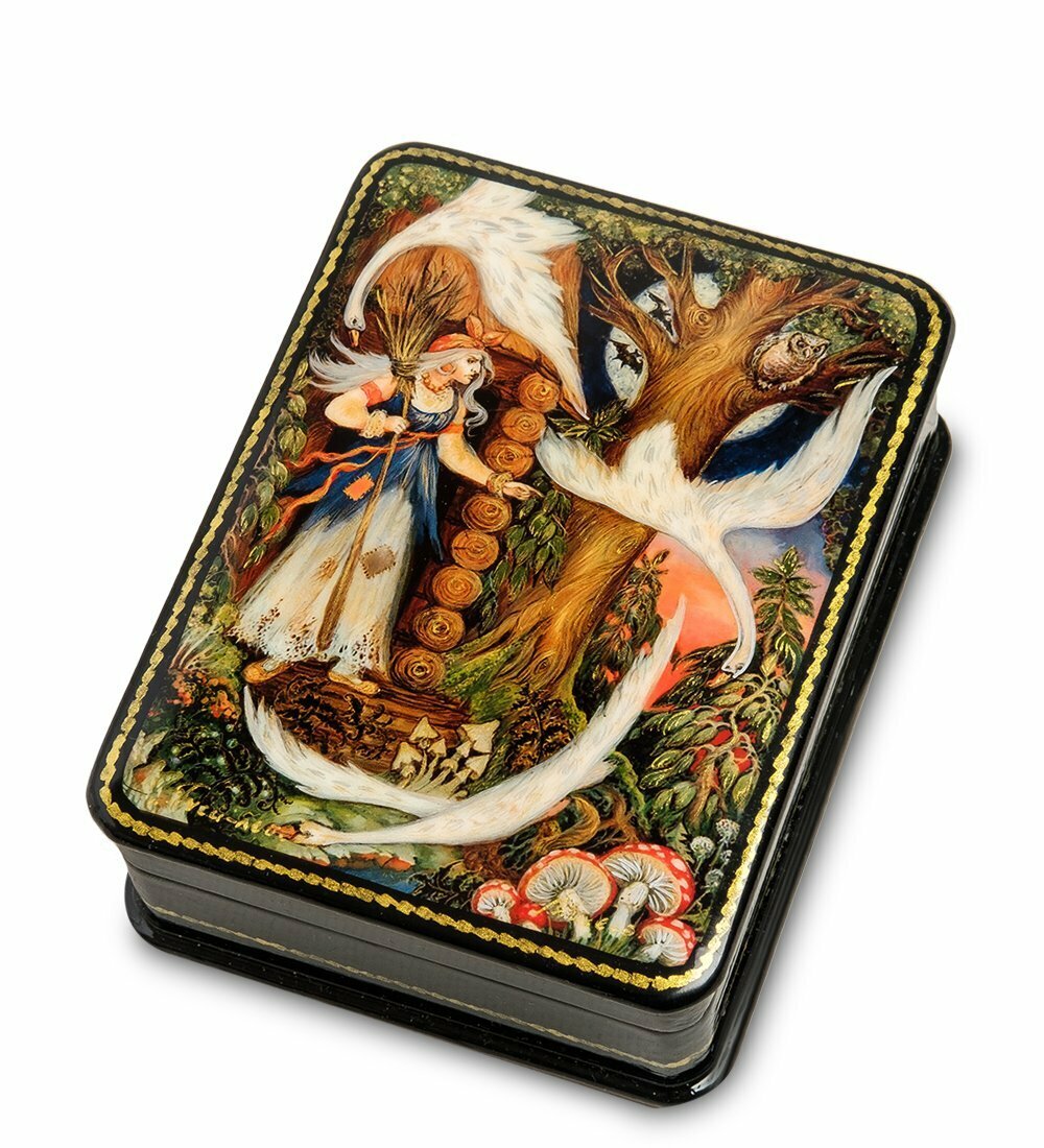 Шкатулка в технике декупаж Гуси-лебеди (10х8х3,5)