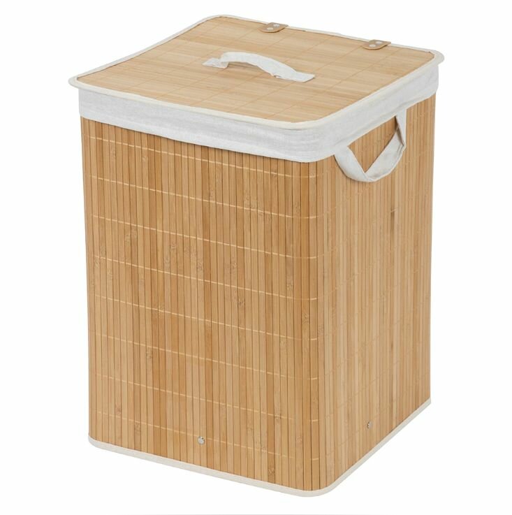 Корзина для белья Бамбук 35х35х50 см бежевая