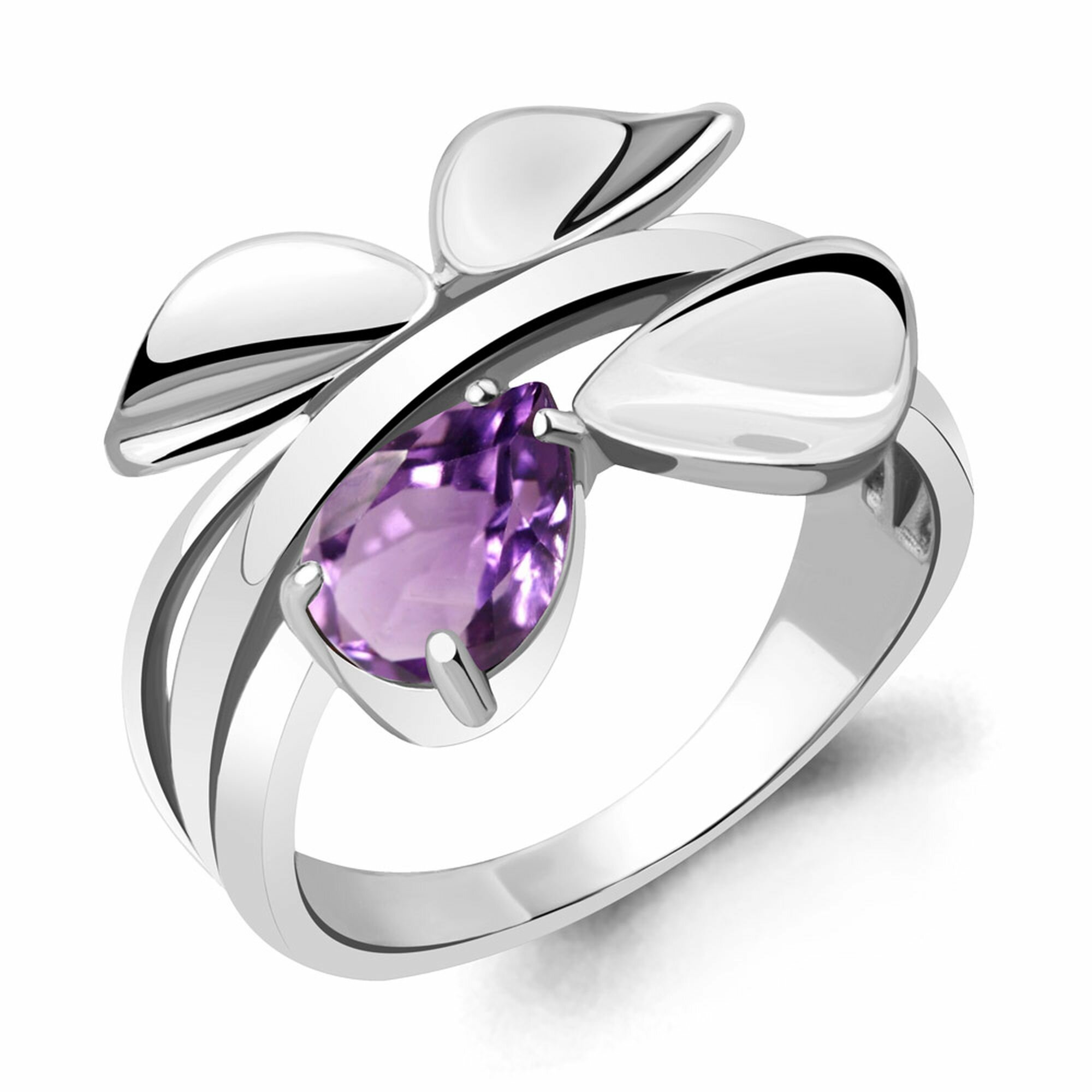 Кольцо, серебро, 925 проба, родирование, аметист