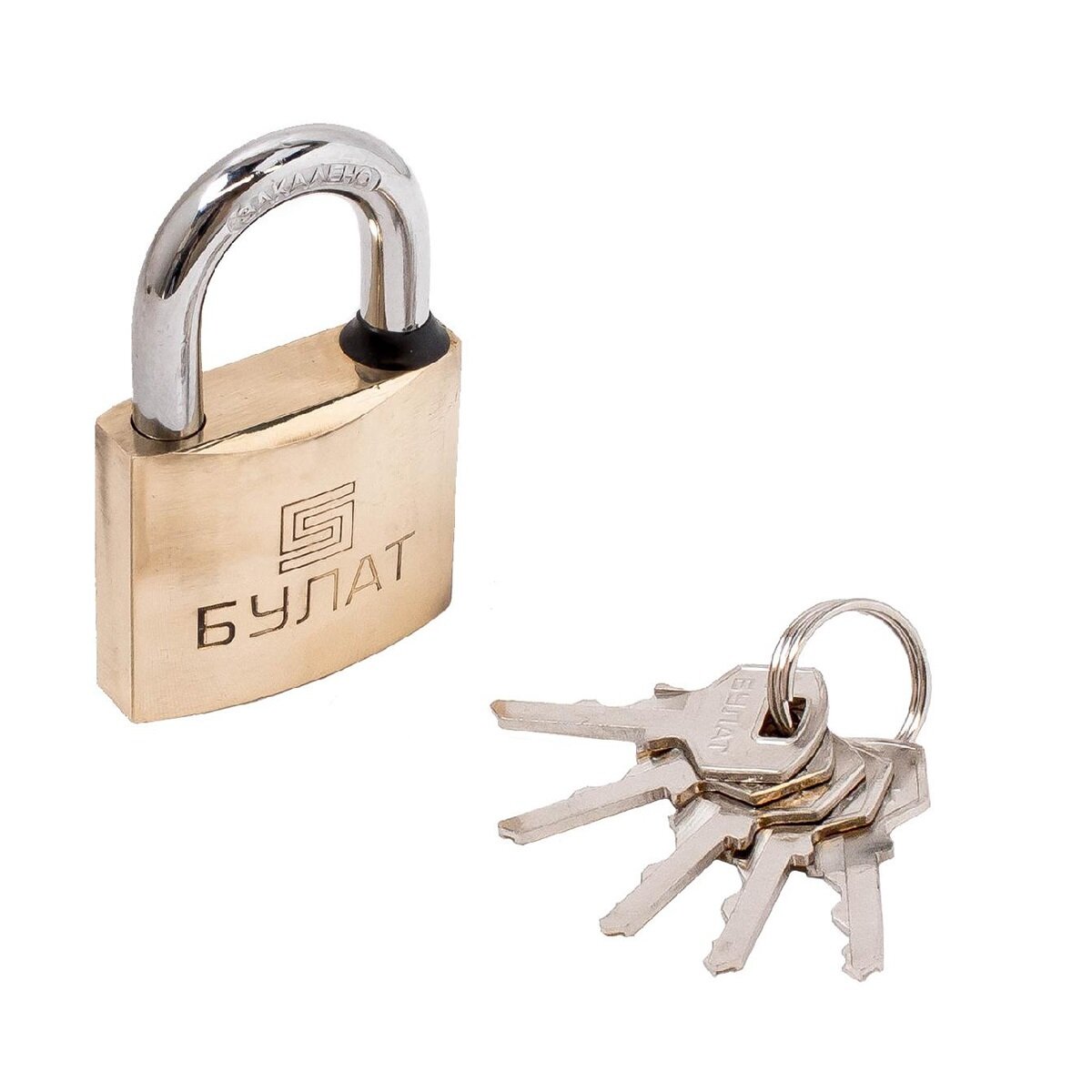 Замок навесной "Булат" ВС 1150, d 8 мм, 5 ключей, латунь, золото