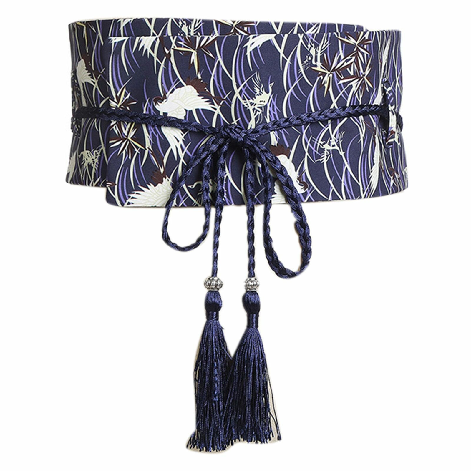 (Цельнокроеное изделие) с вышитым бантом в стиле ретро на широкой талии-синий