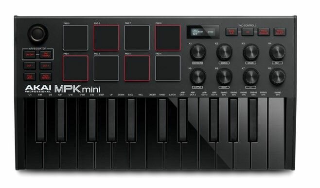 AKAI PRO MPK MINI MK3 B миди клавиатура с уменьшенными клавишами, цвет черный