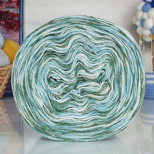 Пряжа Рассказовская ангорка меланж 41-1 зелен/белый/голуб (2 мотка)