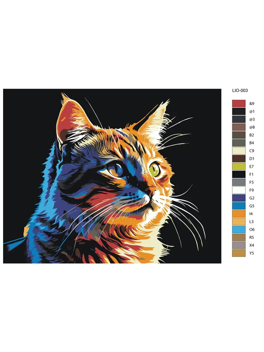 Картина по номерам,48 x 60, LIO-003, кошка, животные