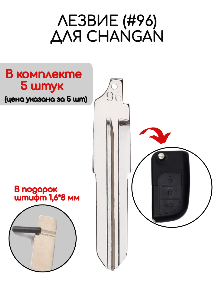 Набор лезвий из 5 штук (#96) для ключа зажигания Changan Benben