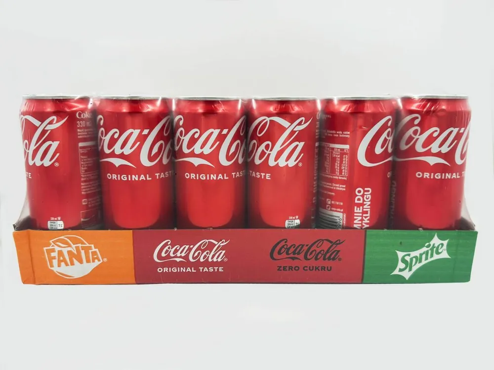 Напиток Coca-Cola Польша, среднегазированный, 0,33 л, 24 банки