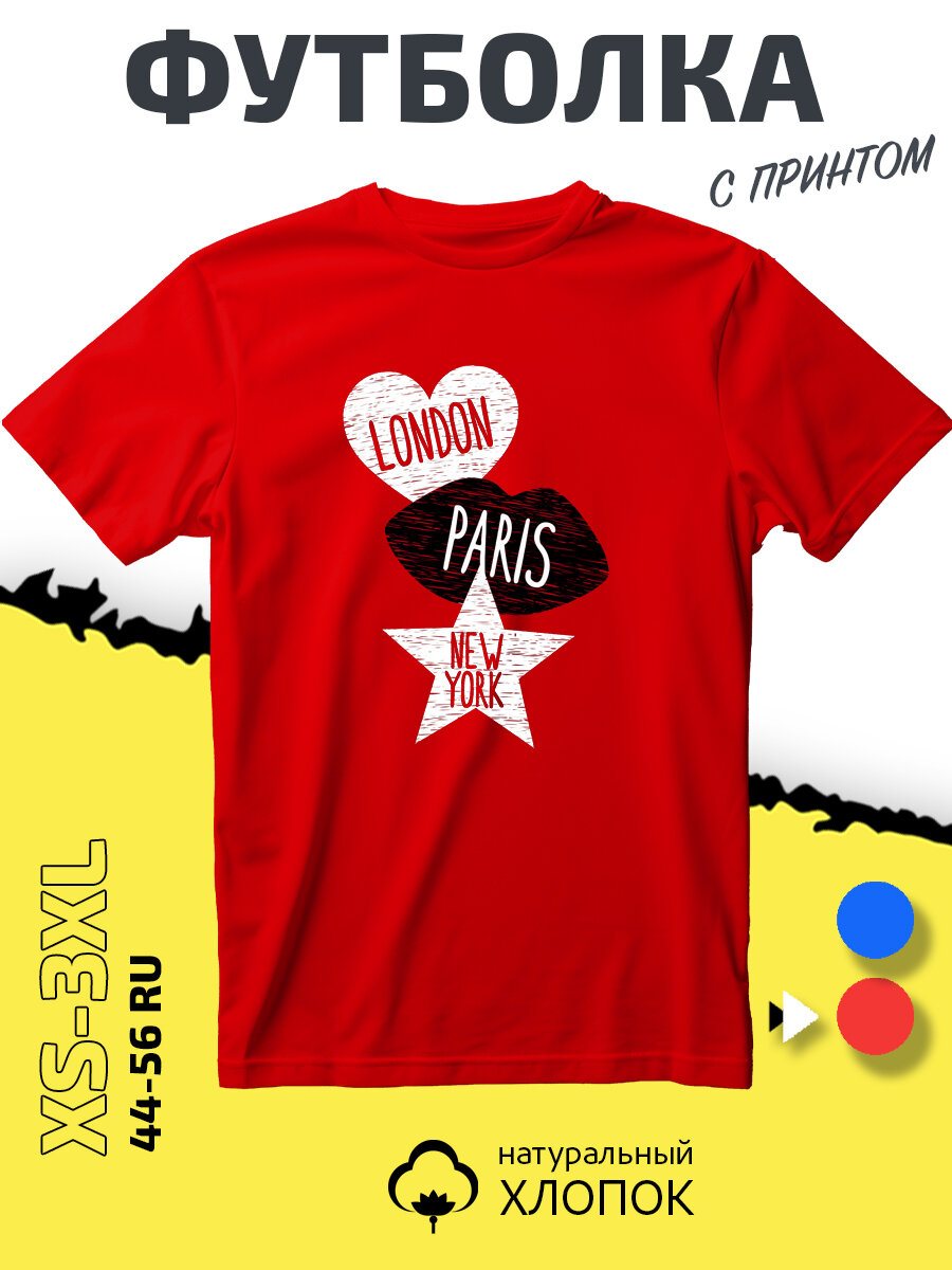 Футболка с принтом Лондон Париж Нью Йорк