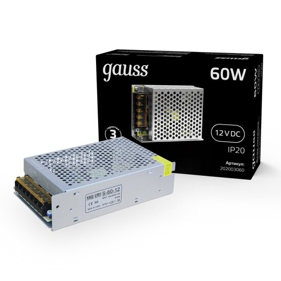 Блок питания для светодиодной ленты Gauss LED STRIP PS 60W 12V