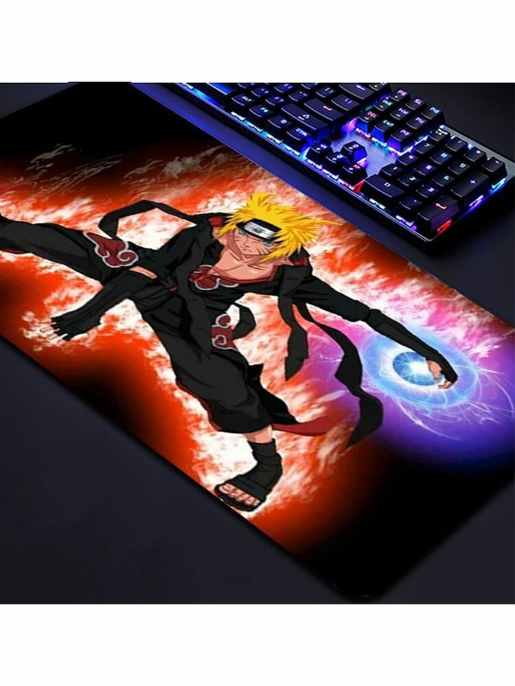 Коврик для мышки "Наруто", нескользящий, прошитые края, Speed + Control, зеленый40x90cm