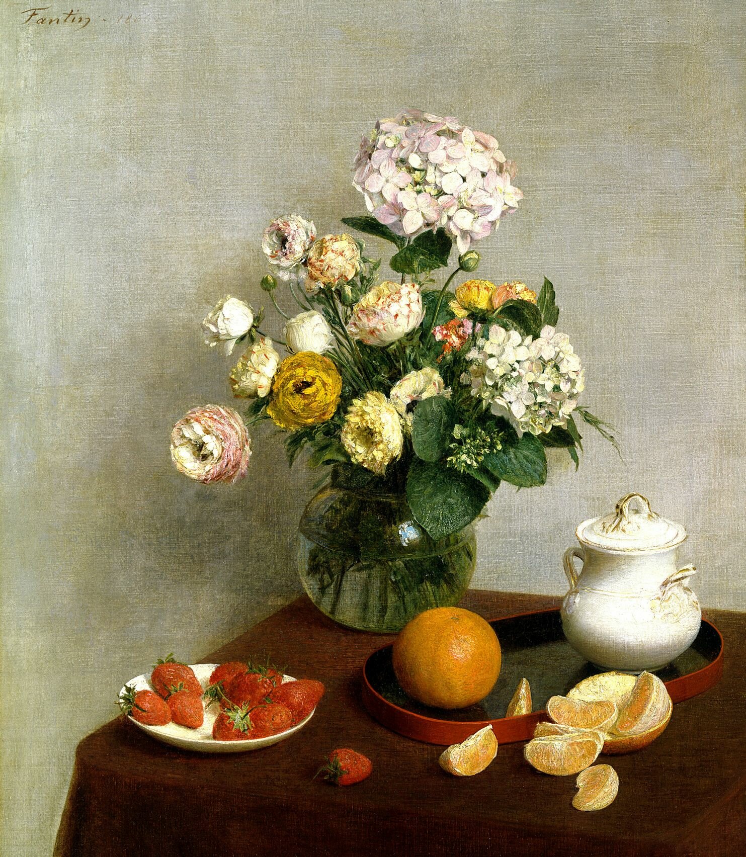 Картина Анри Фантен-Латура Цветы и фрукты 52х60 см