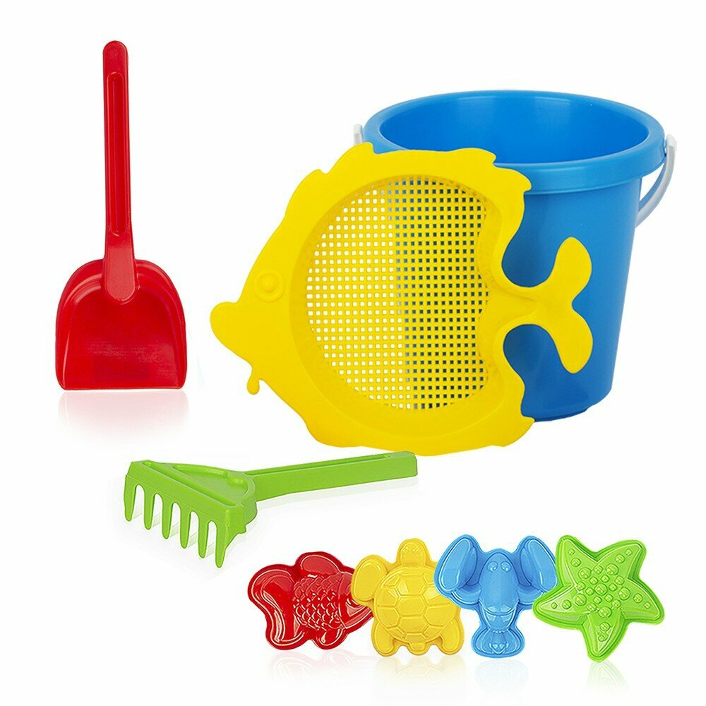 Песочный набор Совтехстром "Рыбка", с ведерком, ситом и формочками, от 3 лет