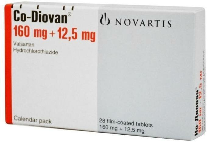 Ко-диован, таблетки покрыт. плен. об. 160 мг+12.5 мг, 28 шт.