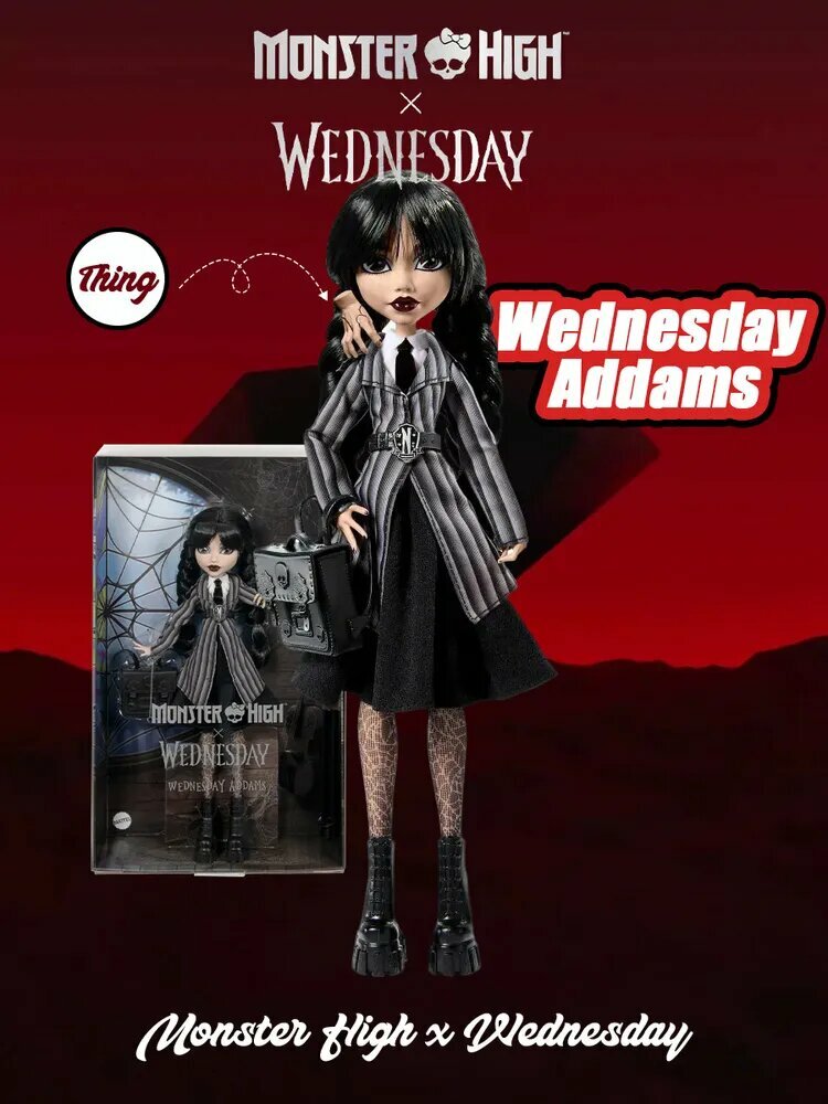 Монстр Хай Mattel Wednesday Addams Doll / Школа монстров Коллекционная кукла , С одеждой и аксессуарами（копия）