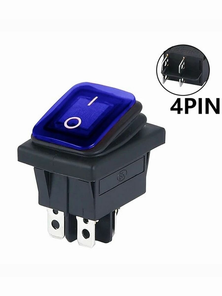 Кнопка включения KCD-4 16A 250V;20A 125V (влагозащищённая с подсветкой)