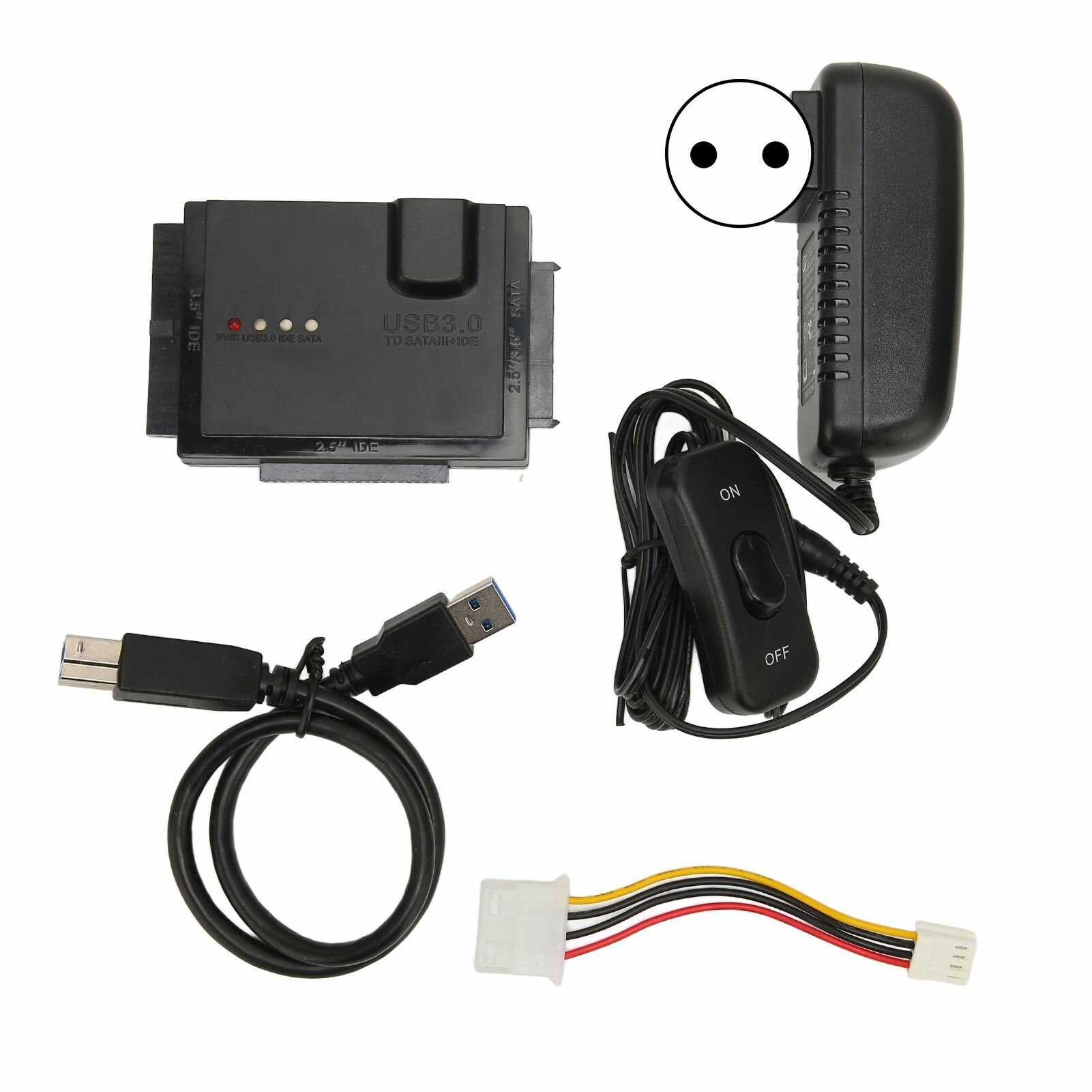 3 в 1 адаптер конвертер кабель IDE SATA, 5 Гбит/с, 10 ТБ, USB3.0, вилка ЕС