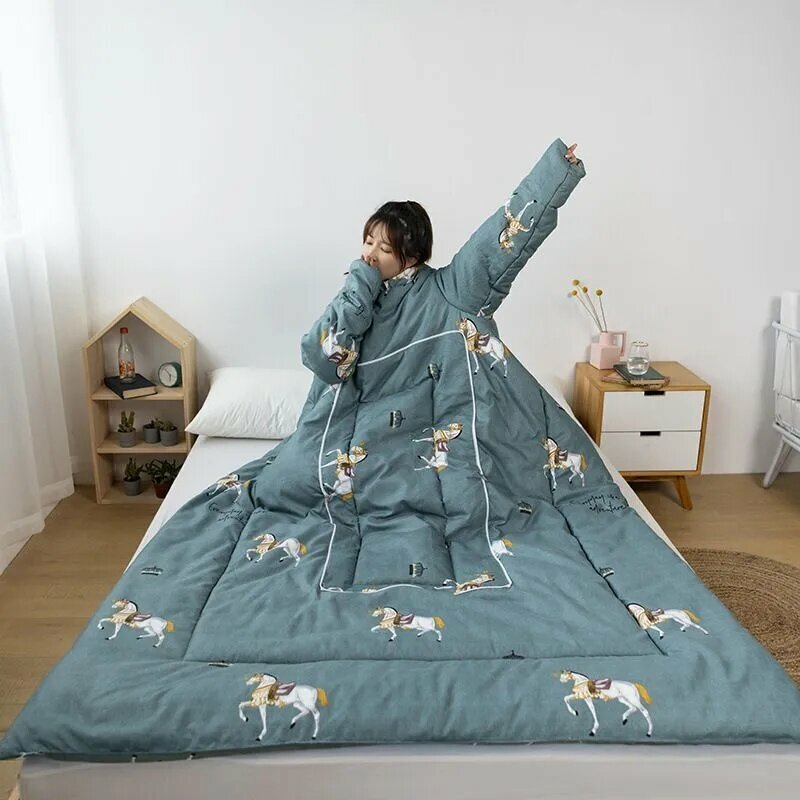 SnowL-Домашняя ленивая стеганая подушка-одеяло "два в одном" с рукавами