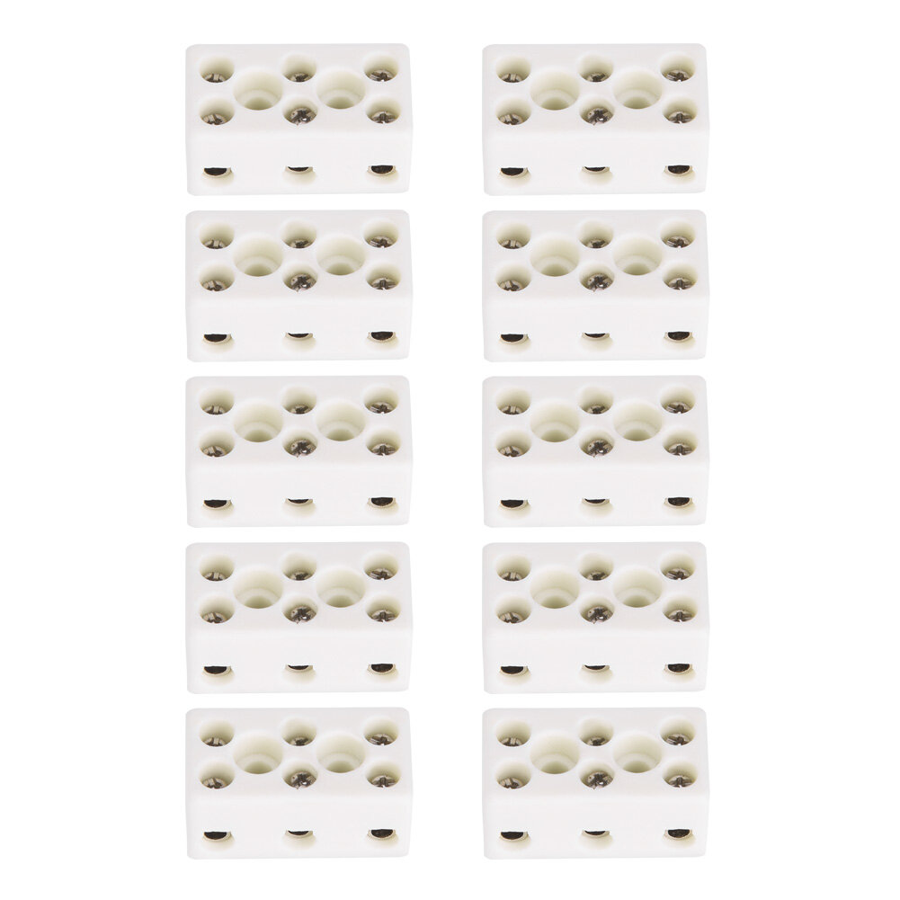 10 шт. 3-контактный керамический клеммный блок на 24 А, термостойкий.