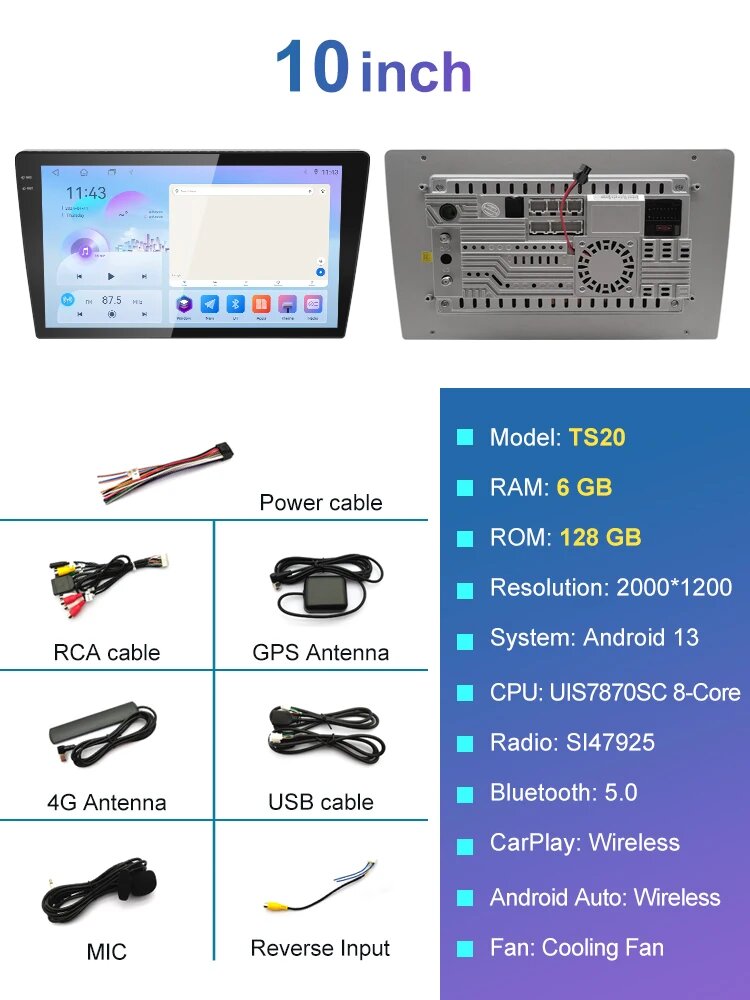 1DIN android13 2K 360 панорамное автомобильное радио 7/9/10 дюймов универсальные хост-плееры Topway TS20 7870 для lada hyundai Suzuki Ford 10 TS20 6G 128G