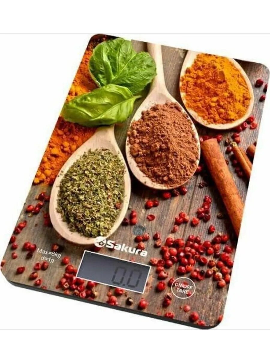 Весы кухонные электронные SA-6077DS темн. дерево специи
