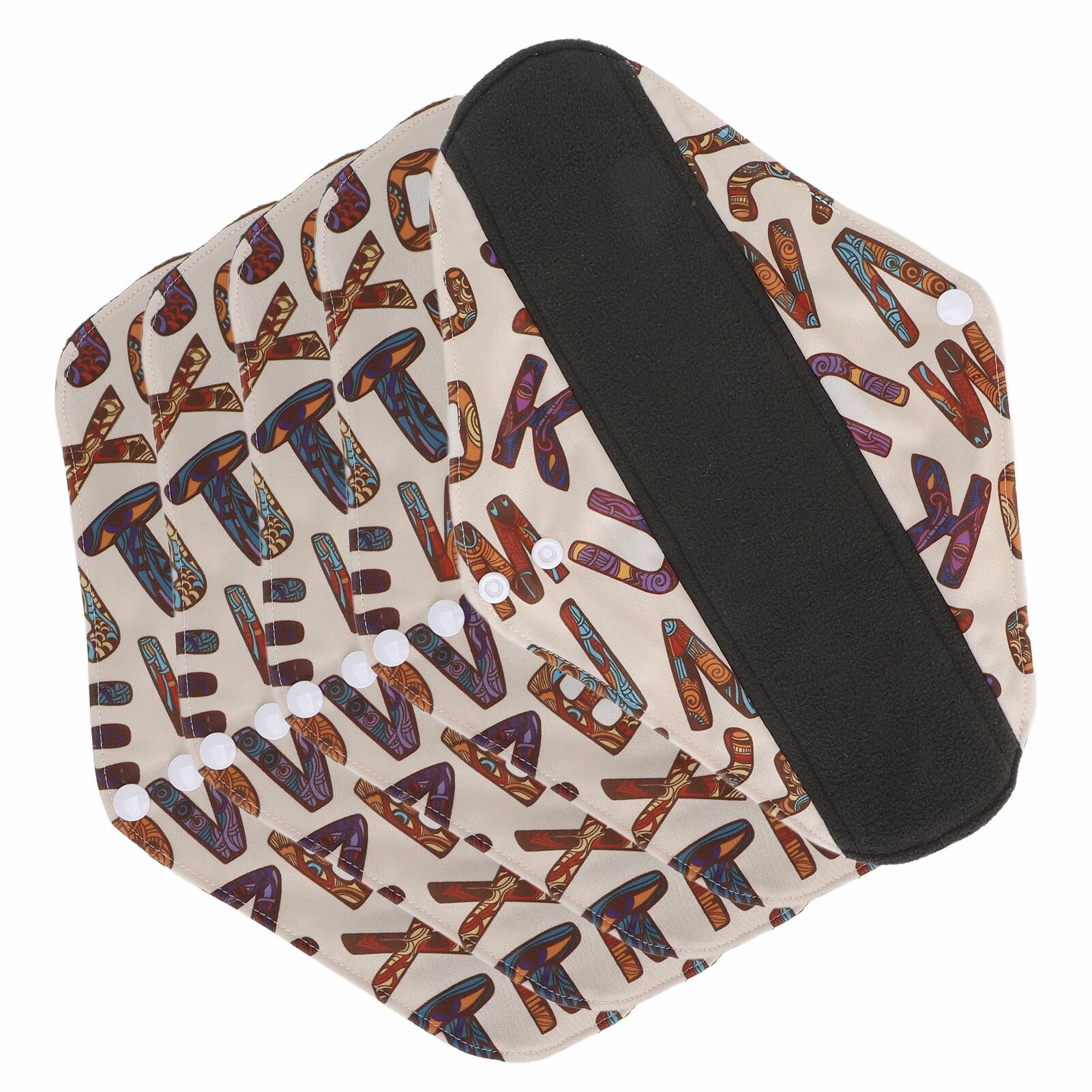 5шт Стиральные многоразовые женские гигиенические прокладки из бамбукового угля с экстравагантным дизайном, 20x30см, универсально для менструирующих женщин