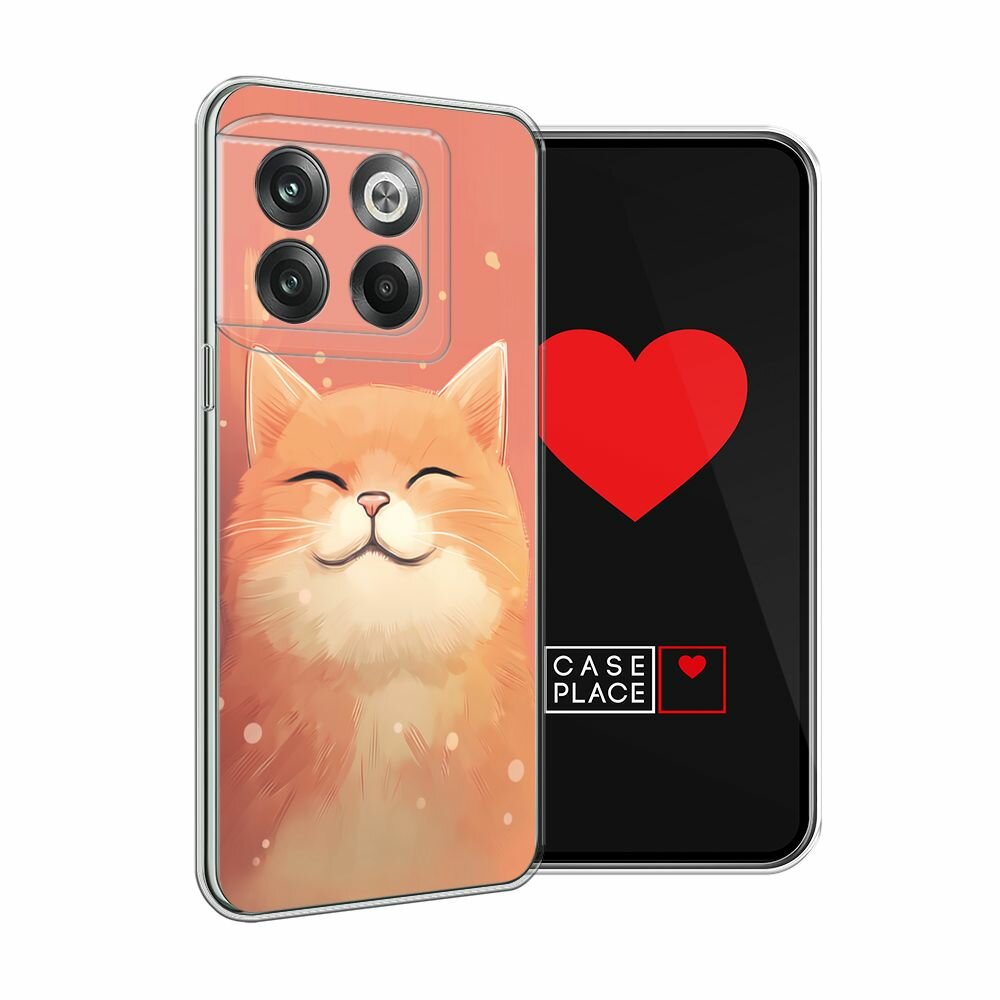 Чехол на OnePlus 10T / Ван плюс 10T с принтом "Довольный рыжий котик" — фото 1