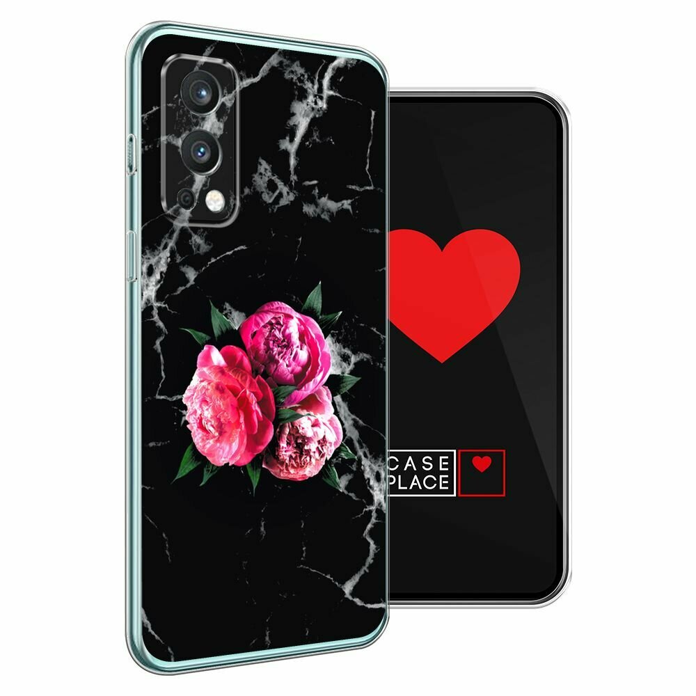 Чехол на OnePlus Nord 2 / ВанПлас Норд 2 с принтом "Букет на черном мраморе" — фото 1