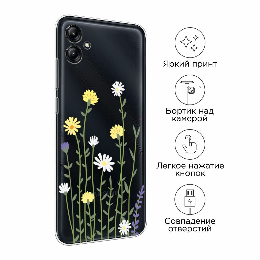 Чехол на Samsung Galaxy A04e / Самсунг A04e с принтом "Пучок полевых цветов", прозрачный — фото 1