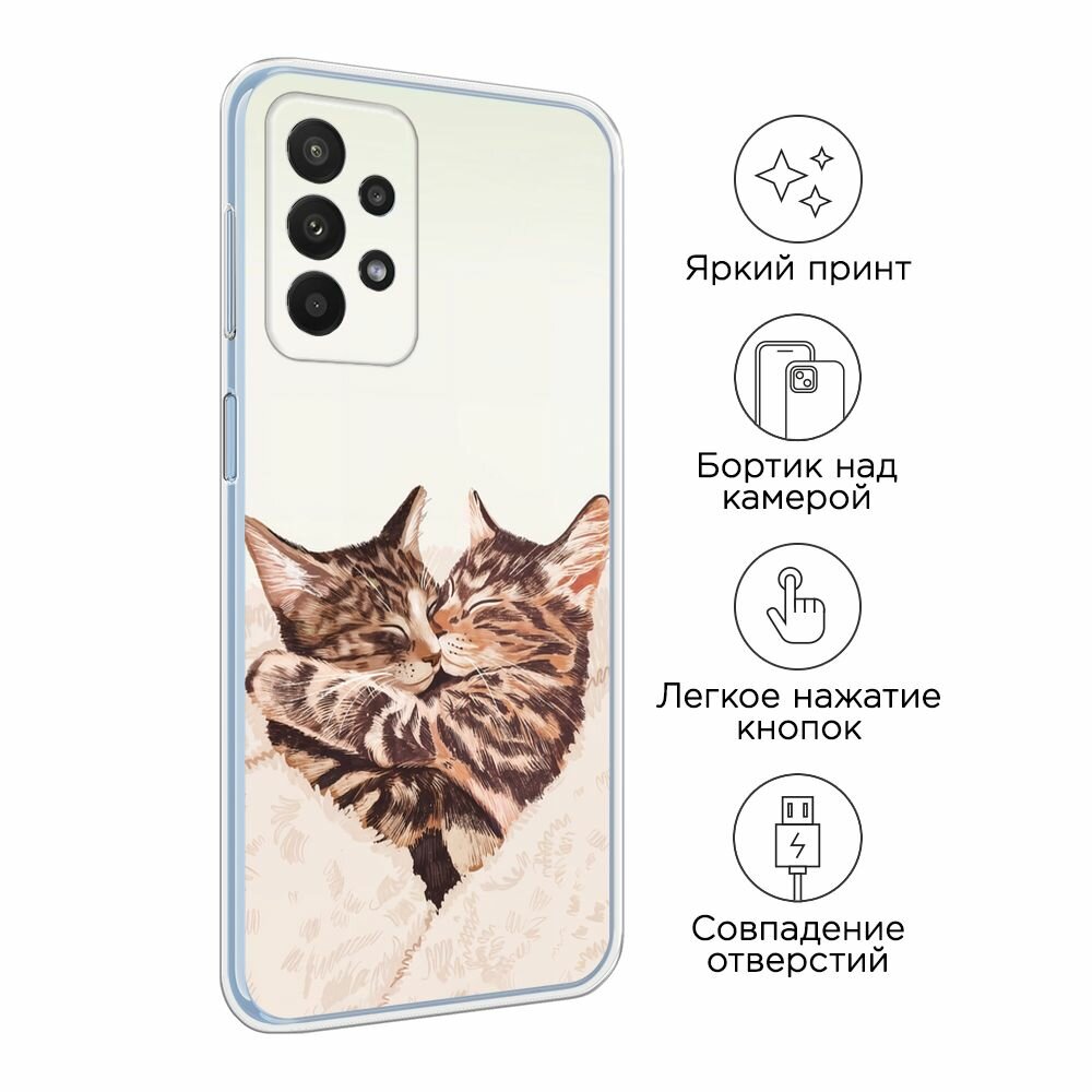 Чехол на Samsung Galaxy A23 / Самсунг Галакси А23 с принтом "Влюбленные котейки - 14 февраля" — фото 1