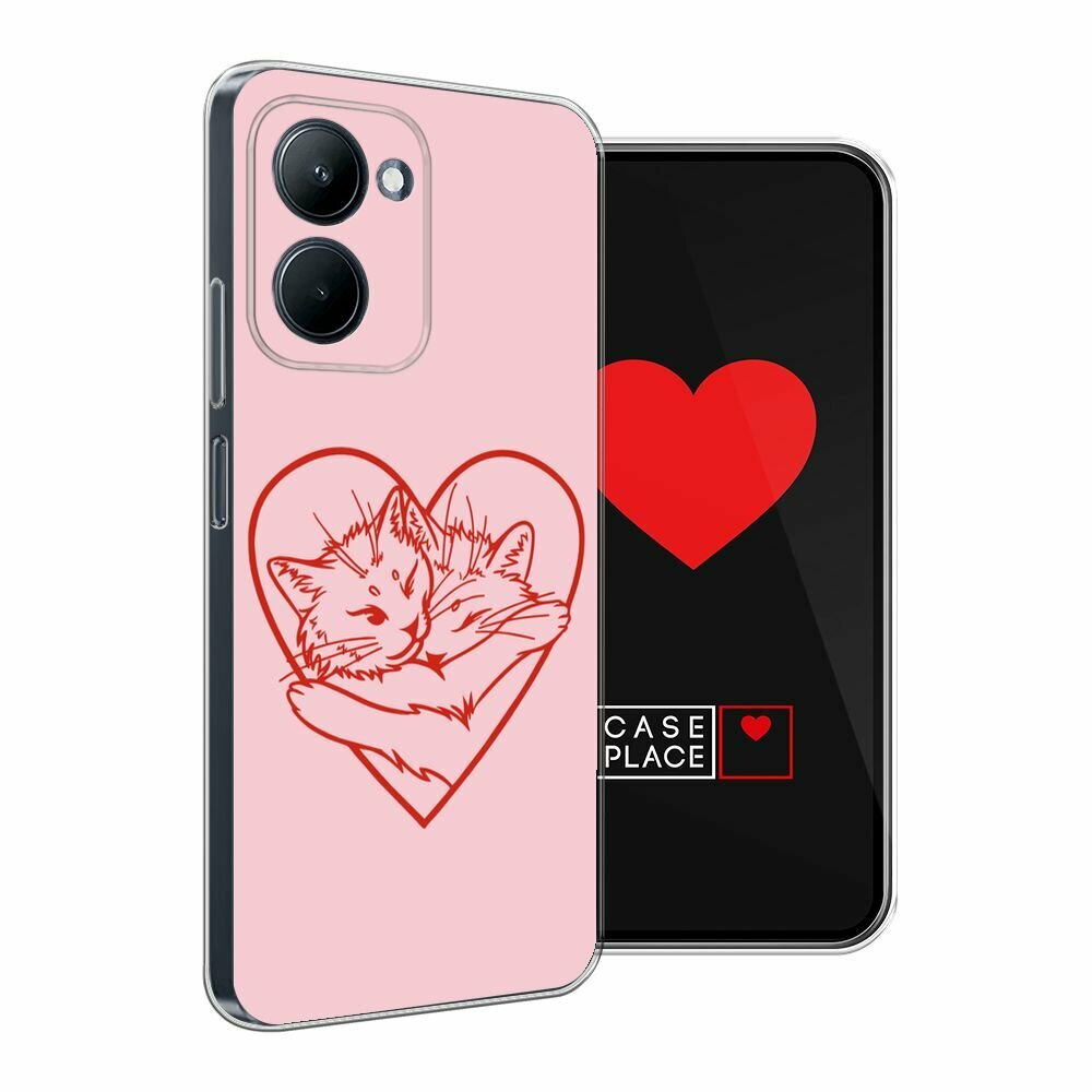 Чехол на Realme C33 / Реалми С33 с принтом "Влюблённые котики рисунок 1 - 14 февраля" — фото 1