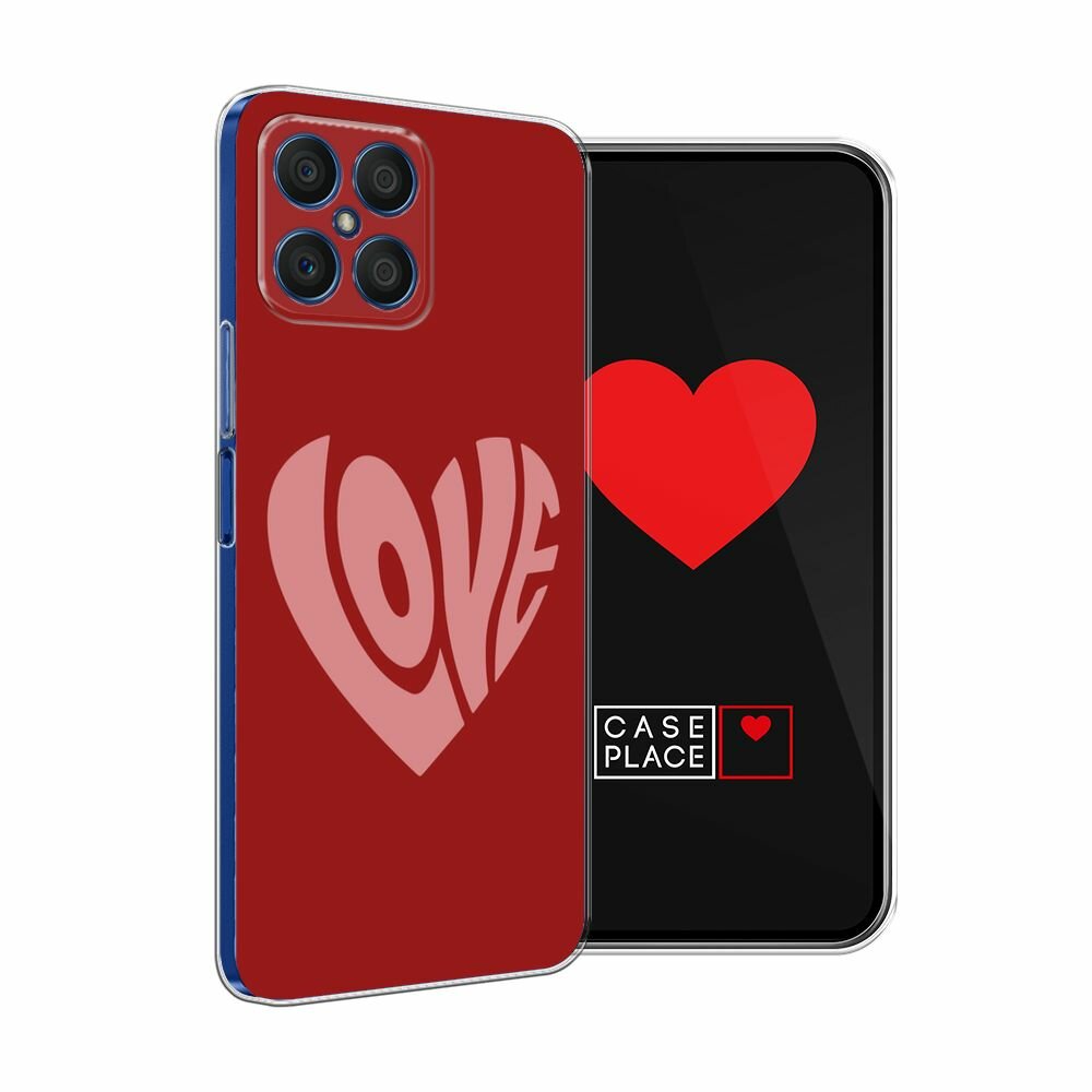 Чехол на Honor X8 / Хуавей X8 с принтом "Love heart 1 - 14 февраля" — фото 1